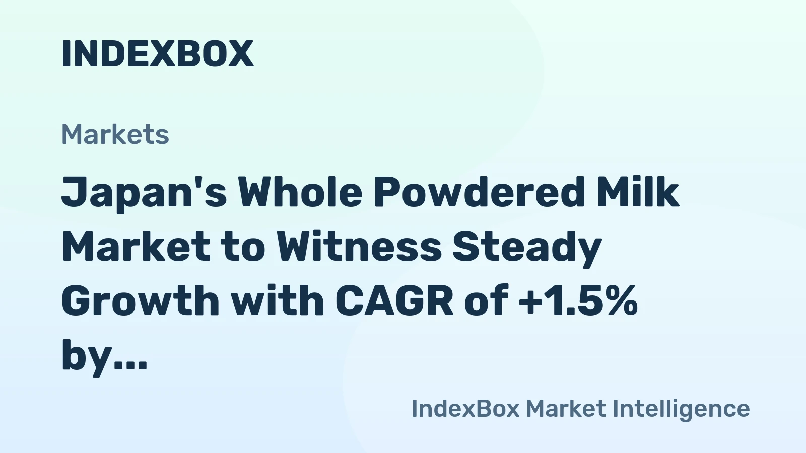 Japan's Whole Powdered Milk Market to Witness Steady Growth with CAGR of +1.5% by 2035, Reaching $294M in Value