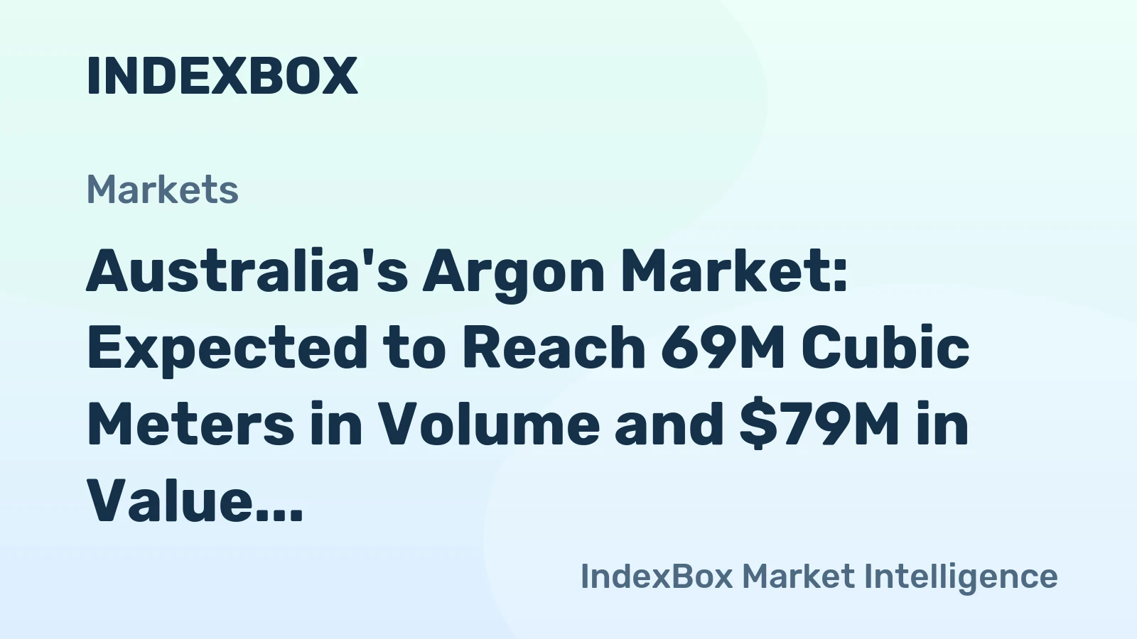 Australia's Argon Market: Expected to Reach 69M Cubic Meters in Volume and $79M in Value by 2035