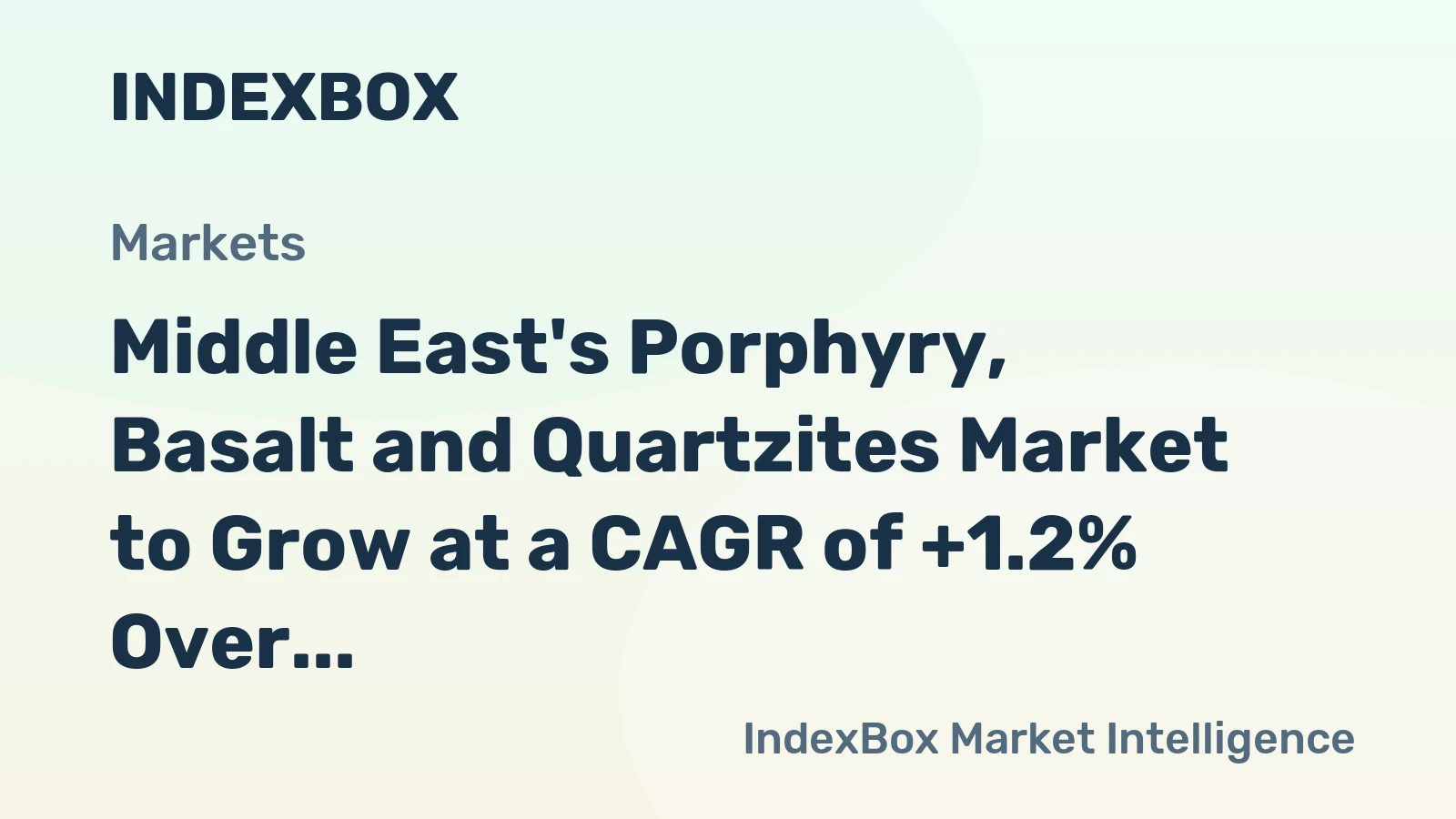 Middle East's Porphyry, Basalt and Quartzites Market to Grow at a CAGR of +1.2% Over the Next Decade