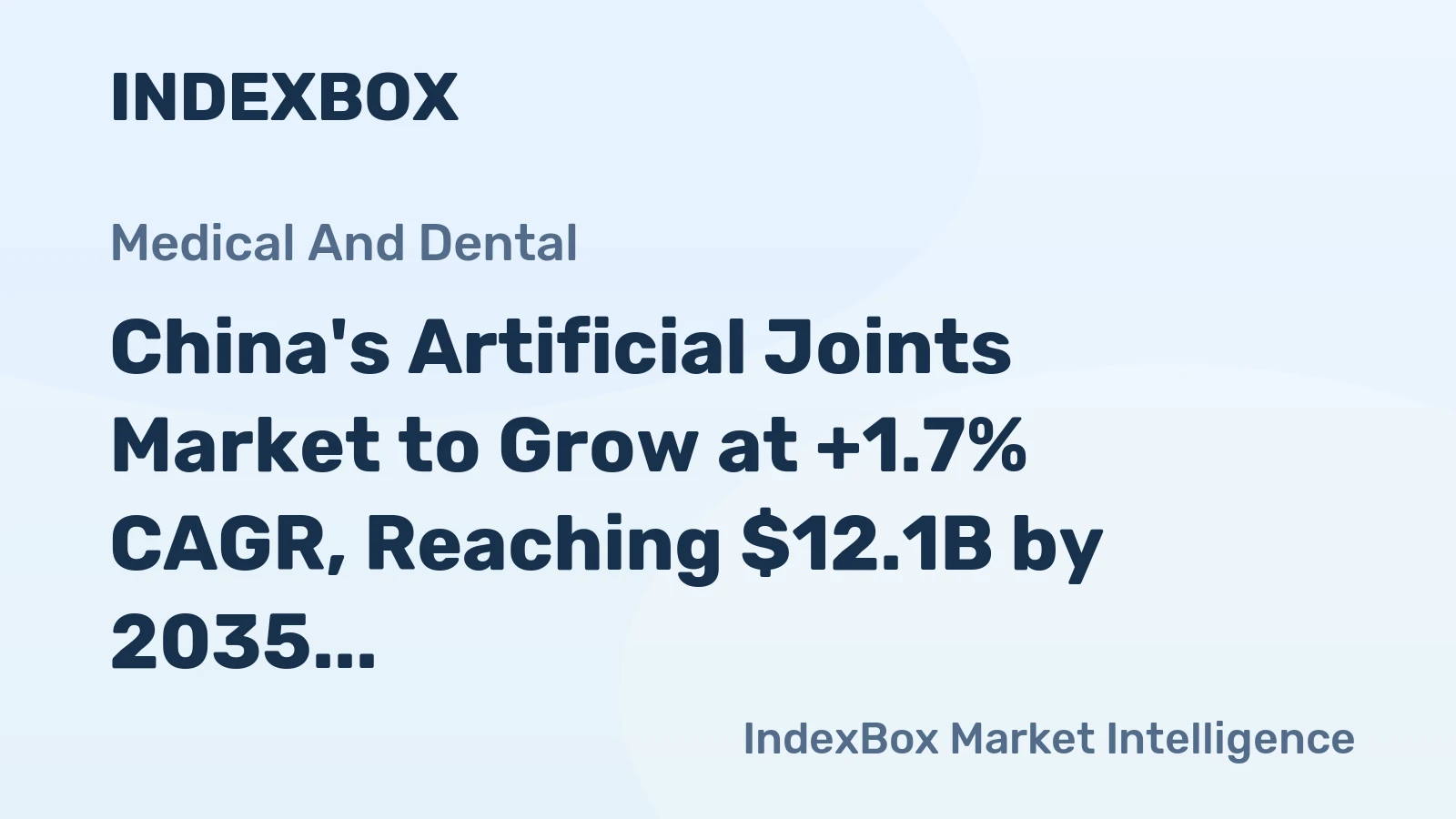 China's Artificial Joints Market to Grow at +1.7% CAGR, Reaching $12.1B by 2035