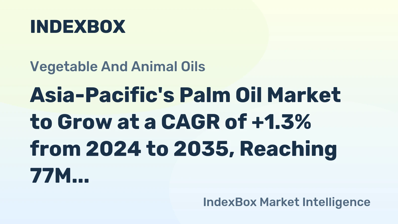 Asia-Pacific's Palm Oil Market to Grow at a CAGR of +1.3% from 2024 to 2035, Reaching 77M Tons
