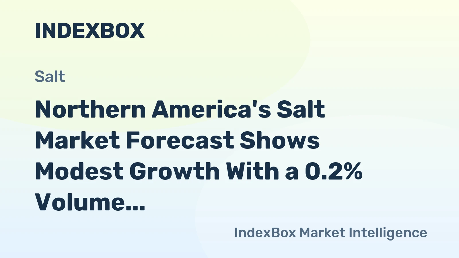 Northern America's Salt Market Forecast Shows Modest Growth With a 0.2% Volume CAGR