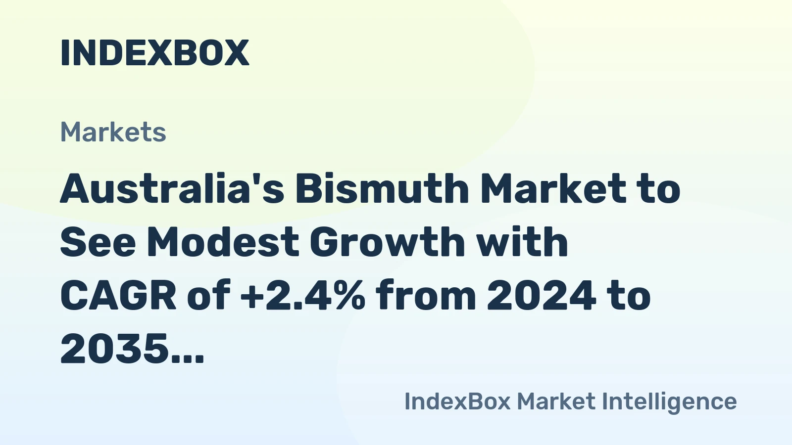 Australia's Bismuth Market to See Modest Growth with CAGR of +2.4% from 2024 to 2035