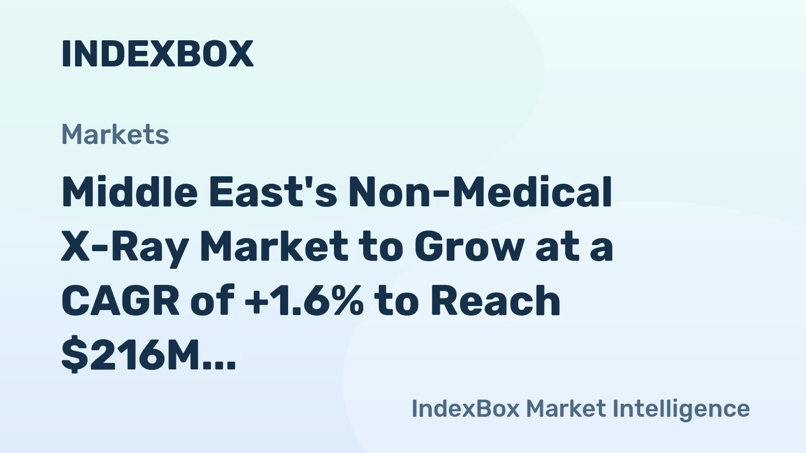 Middle East's Non-Medical X-Ray Market to Grow at a CAGR of +1.6% to Reach $216M by 2035