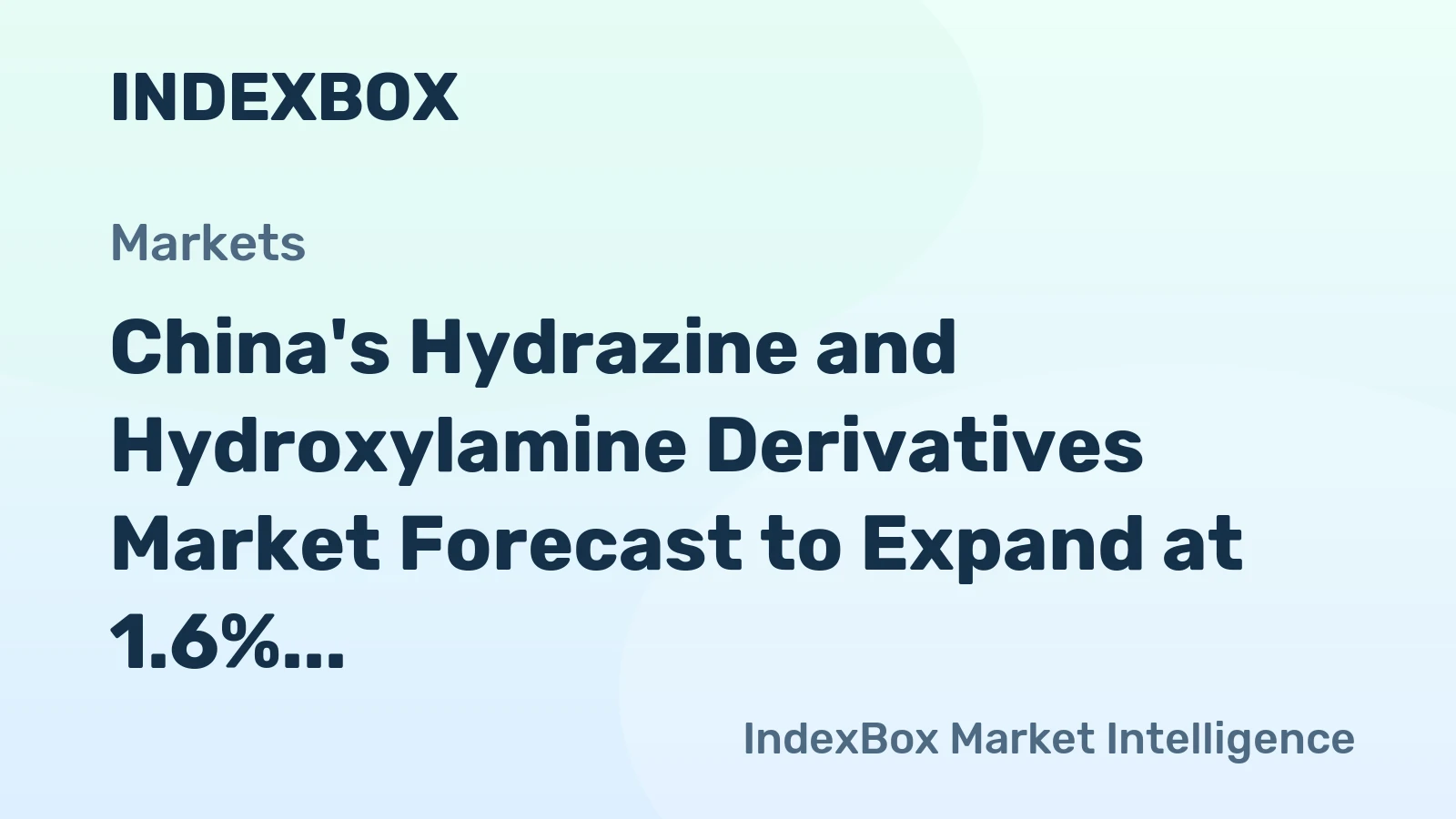 China's Hydrazine and Hydroxylamine Derivatives Market Forecast to Expand at 1.6% CAGR