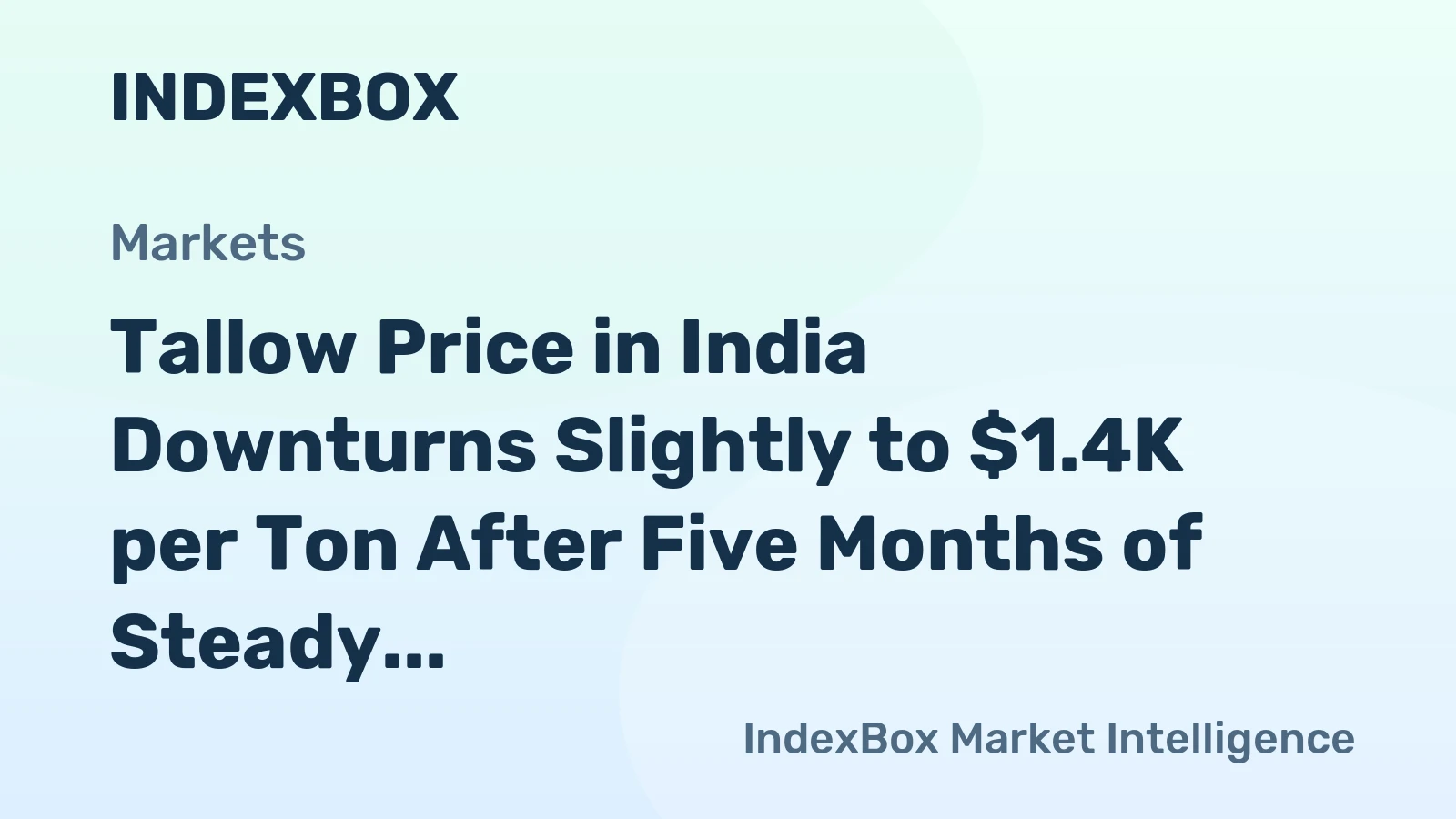 Tallow Price in India Downturns Slightly to $1.4K per Ton After Five Months of Steady Increase