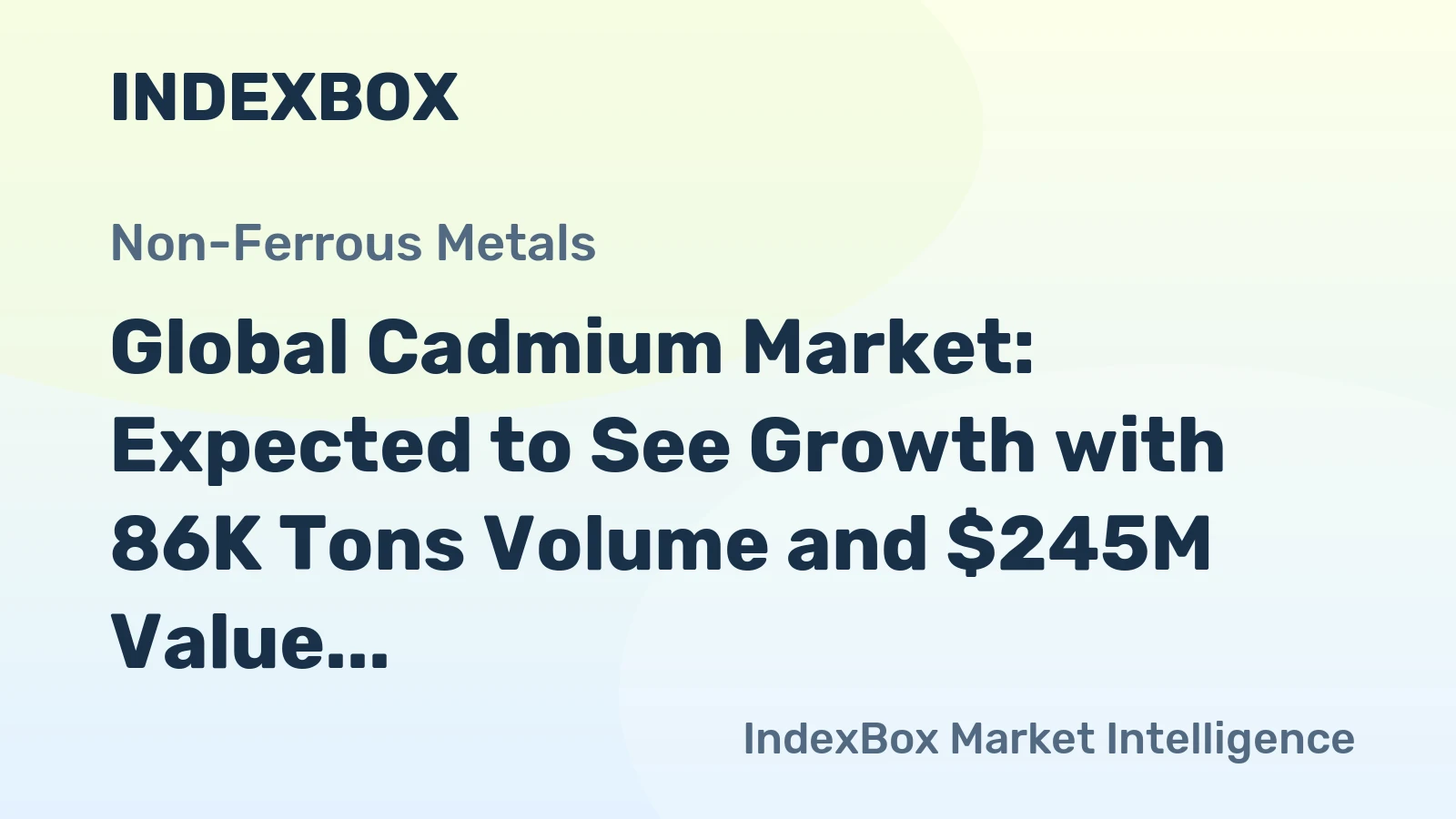 Global Cadmium Market: Expected to See Growth with 86K Tons Volume and $245M Value by 2035