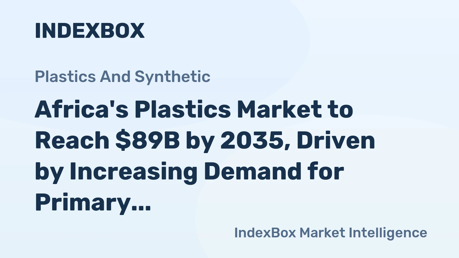 Africa's Plastics Market to Reach $89B by 2035, Driven by Increasing Demand for Primary Forms