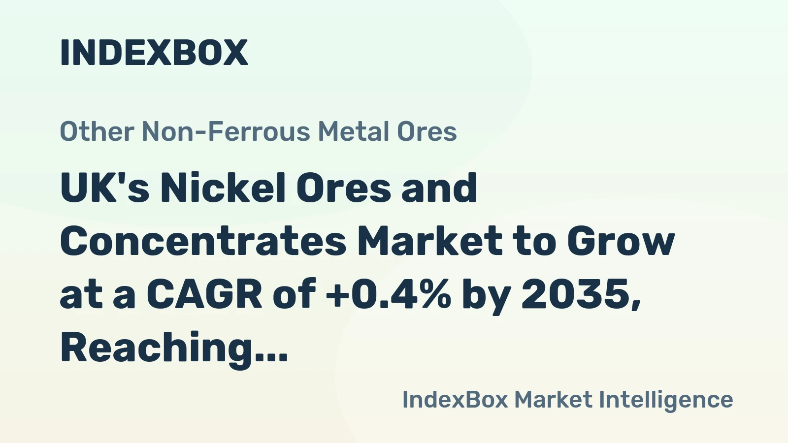 UK's Nickel Ores and Concentrates Market to Grow at a CAGR of +0.4% by 2035, Reaching $96K in Value