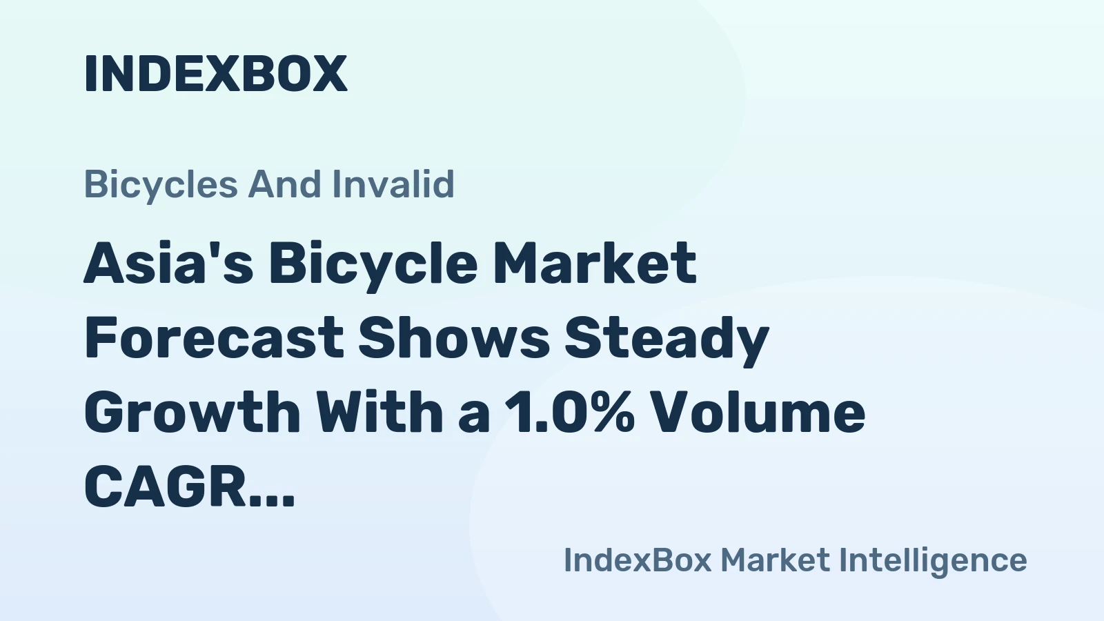 Asia's Bicycle Market Forecast Shows Steady Growth With a 1.0% Volume CAGR Through 2035