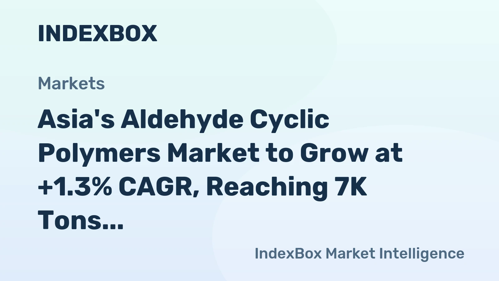 Asia's Aldehyde Cyclic Polymers Market to Grow at +1.3% CAGR, Reaching 7K Tons by 2035