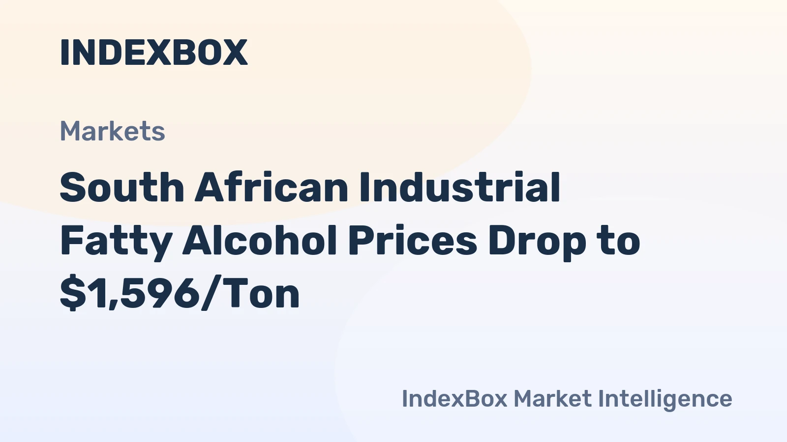 South African Industrial Fatty Alcohol Prices Drop to $1,596/Ton