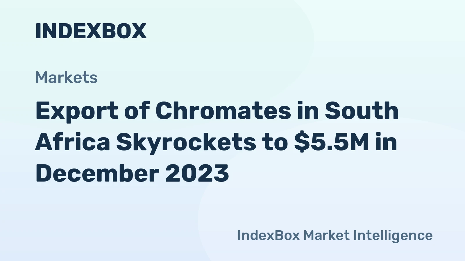 Export of Chromates in South Africa Skyrockets to $5.5M in December 2023