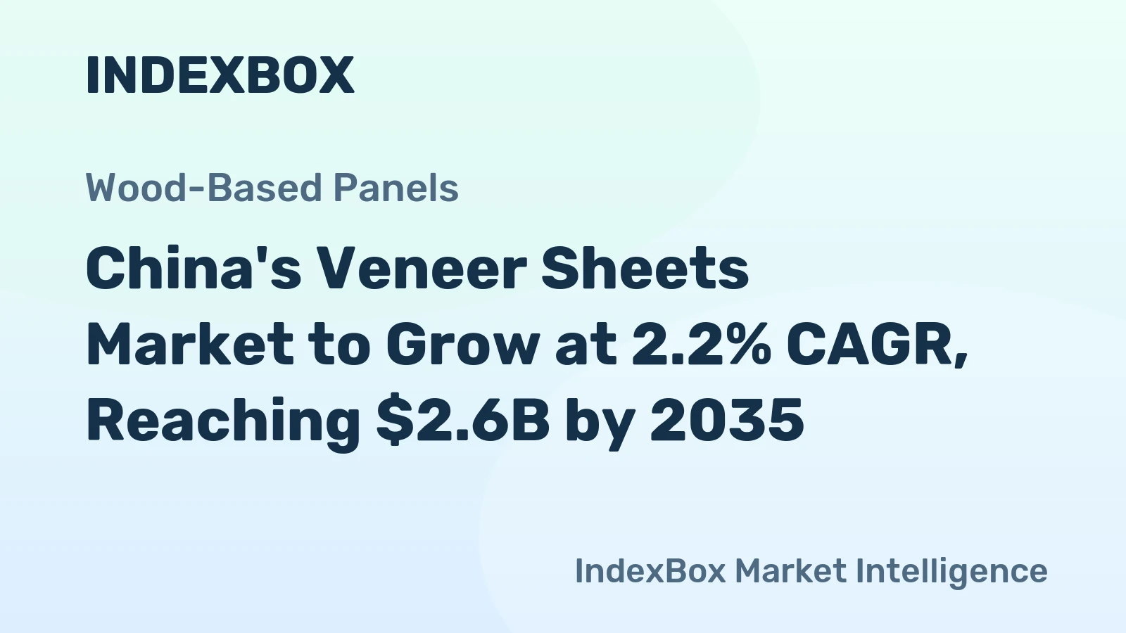 China's Veneer Sheets Market to Grow at 2.2% CAGR, Reaching $2.6B by 2035