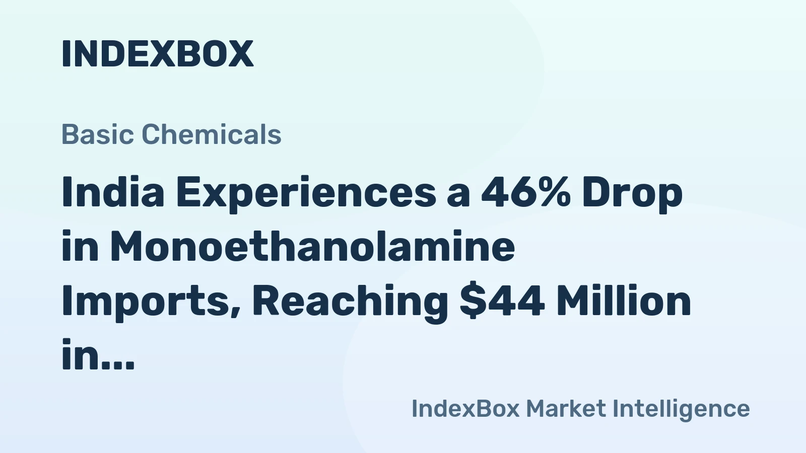 India Experiences a 46% Drop in Monoethanolamine Imports, Reaching $44 Million in 2023