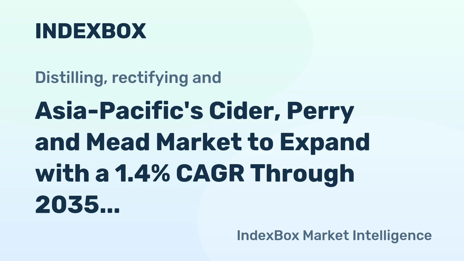 Asia-Pacific's Cider, Perry and Mead Market to Expand with a 1.4% CAGR Through 2035