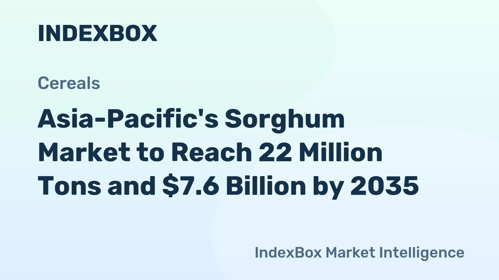 Asia-Pacific's Sorghum Market to Reach 22 Million Tons and $7.6 Billion by 2035