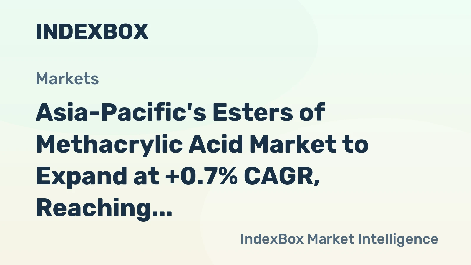 Asia-Pacific's Esters of Methacrylic Acid Market to Expand at +0.7% CAGR, Reaching 772K Tons by 2035