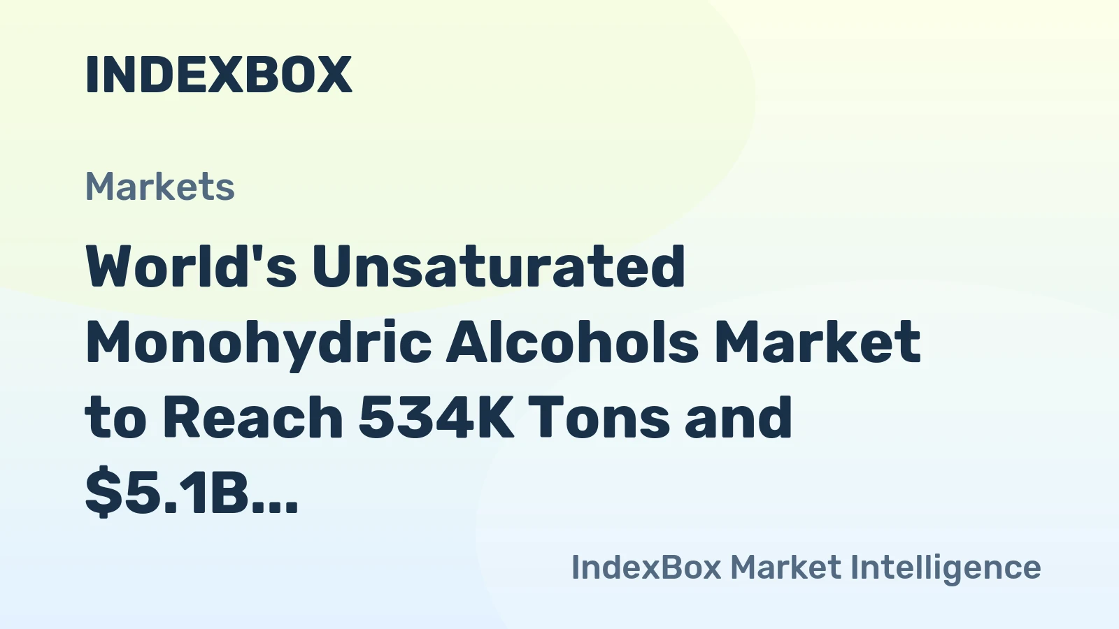 World's Unsaturated Monohydric Alcohols Market to Reach 534K Tons and $5.1B by 2035