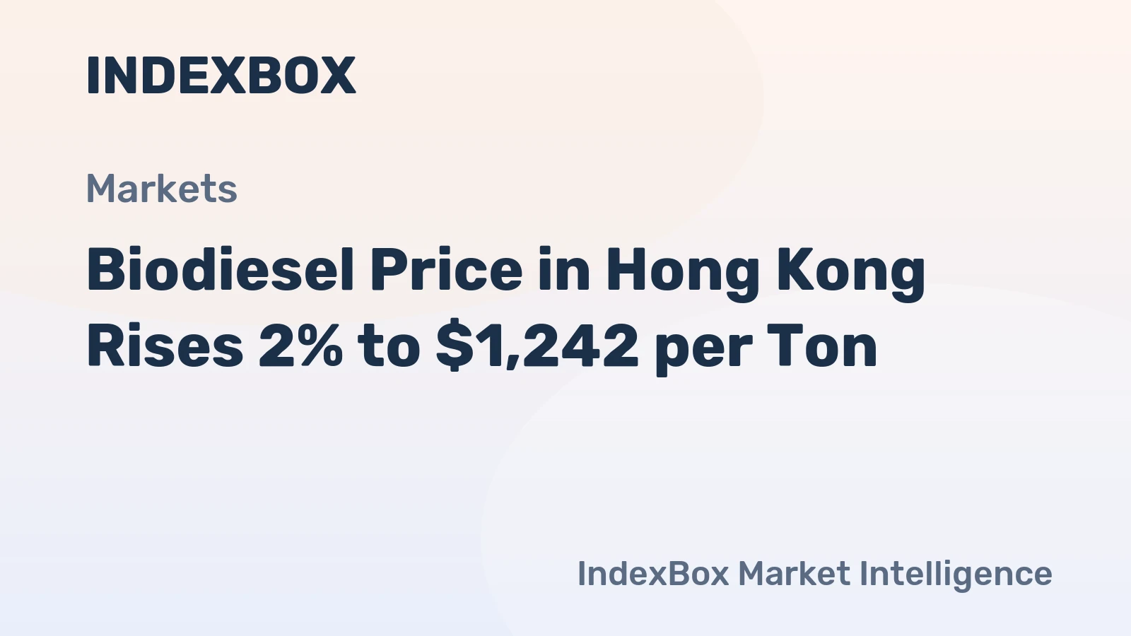 Biodiesel Price in Hong Kong Rises 2% to $1,242 per Ton