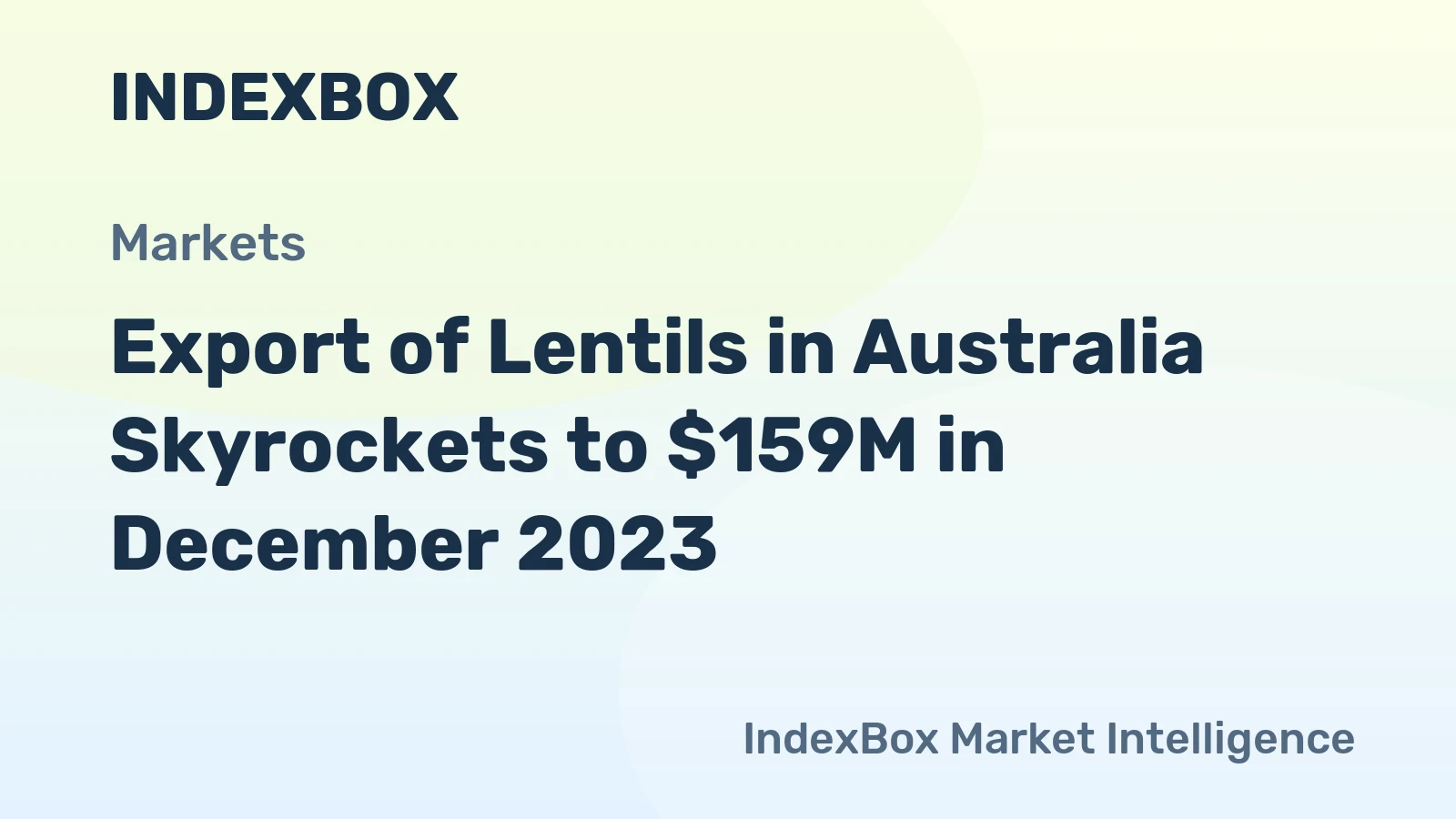 Export of Lentils in Australia Skyrockets to $159M in December 2023