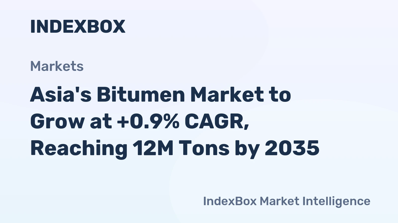 Asia's Bitumen Market to Grow at +0.9% CAGR, Reaching 12M Tons by 2035