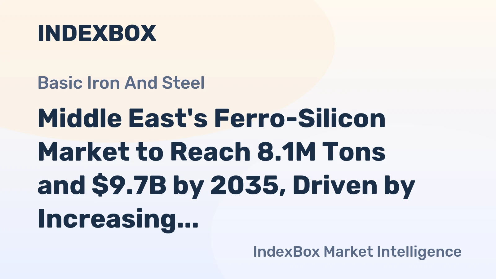 Middle East's Ferro-Silicon Market to Reach 8.1M Tons and $9.7B by 2035, Driven by Increasing Demand
