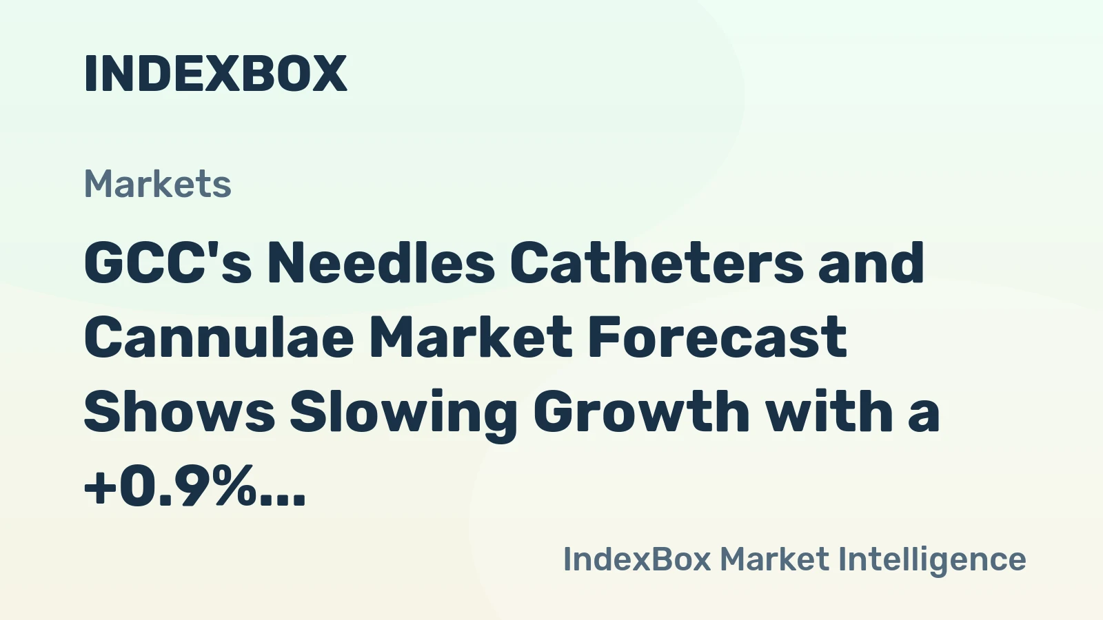 GCC's Needles Catheters and Cannulae Market Forecast Shows Slowing Growth with a +0.9% Volume CAGR