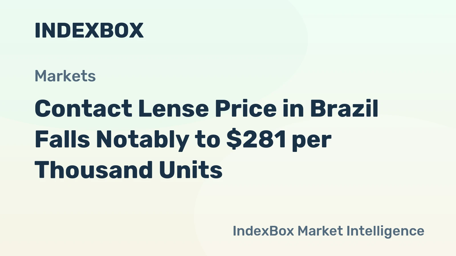 Contact Lense Price in Brazil Falls Notably to $281 per Thousand Units