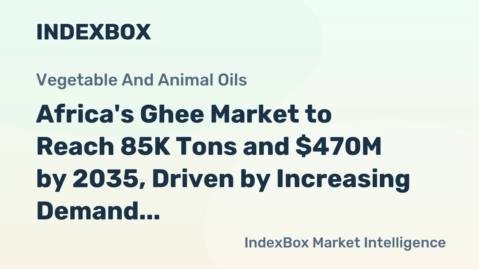 Africa's Ghee Market to Reach 85K Tons and $470M by 2035, Driven by Increasing Demand
