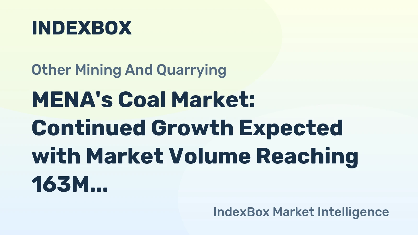 MENA's Coal Market: Continued Growth Expected with Market Volume Reaching 163M Tons by 2035