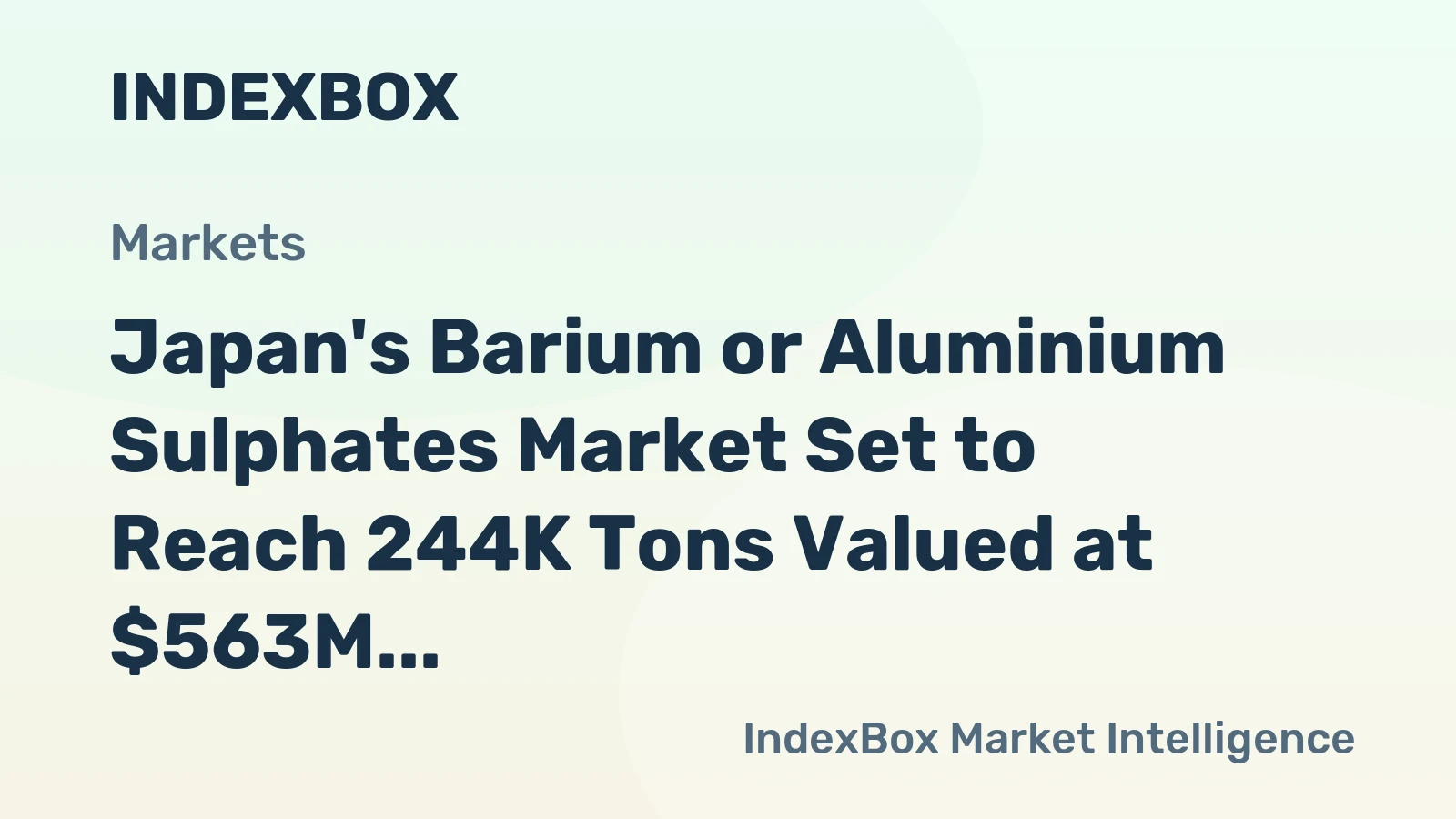Japan's Barium or Aluminium Sulphates Market Set to Reach 244K Tons Valued at $563M by 2035