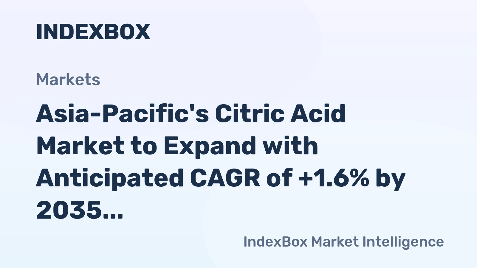 Asia-Pacific's Citric Acid Market to Expand with Anticipated CAGR of +1.6% by 2035