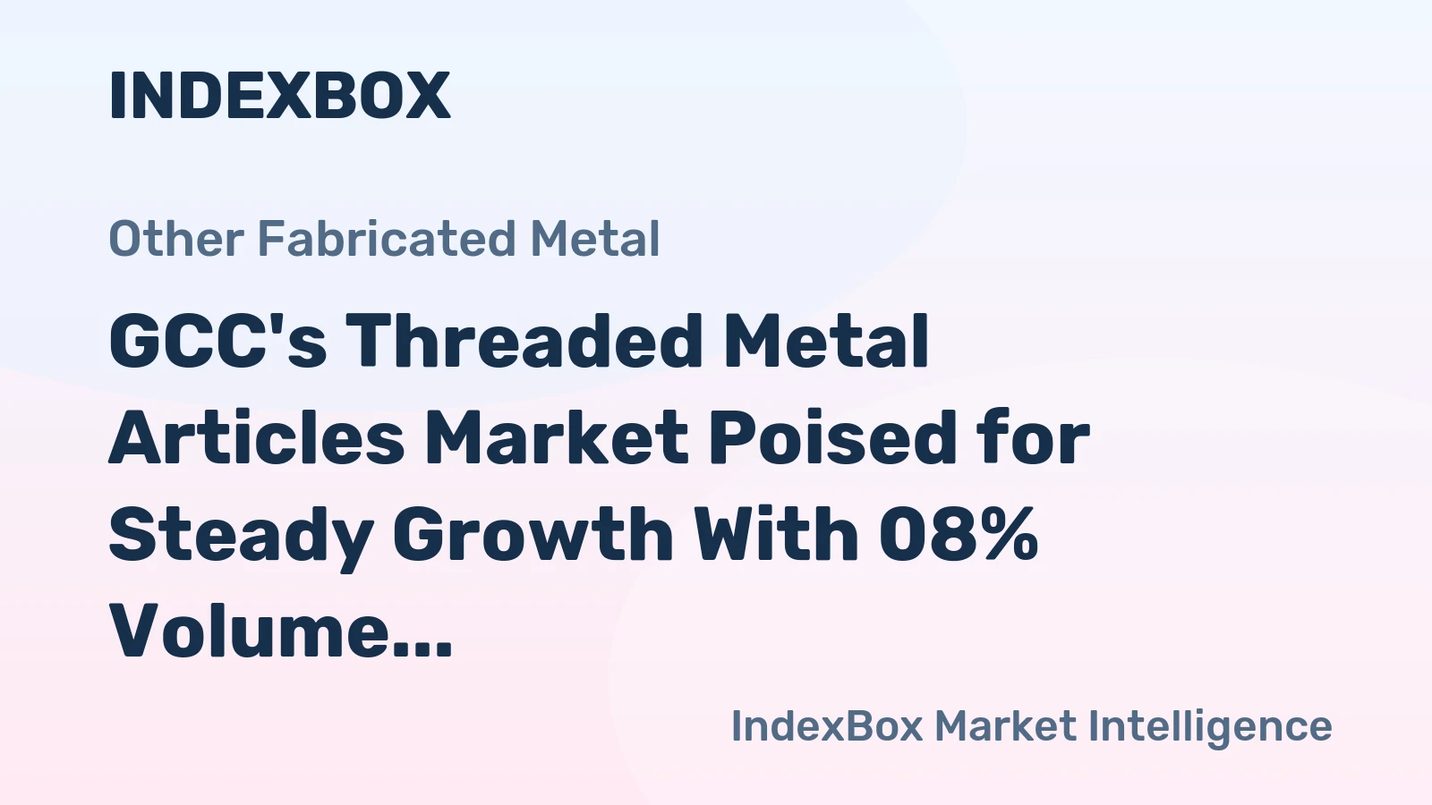 GCC's Threaded Metal Articles Market Poised for Steady Growth With 08% Volume CAGR