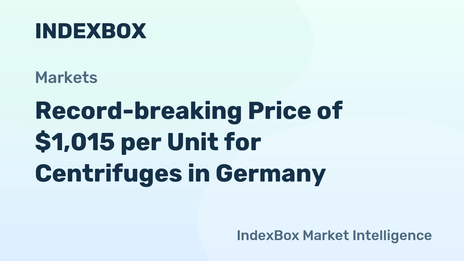 Record-breaking Price of $1,015 per Unit for Centrifuges in Germany