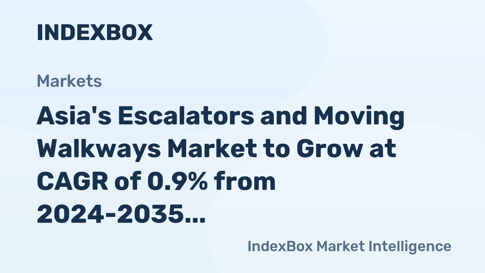 Asia's Escalators and Moving Walkways Market to Grow at CAGR of 0.9% from 2024-2035