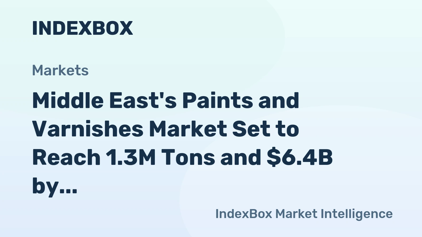 Middle East's Paints and Varnishes Market Set to Reach 1.3M Tons and $6.4B by 2035