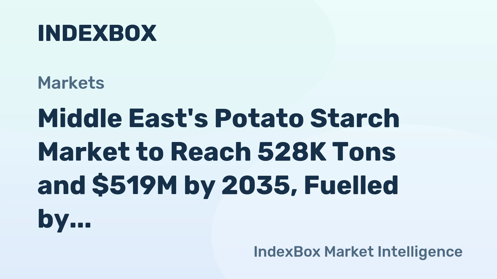 Middle East's Potato Starch Market to Reach 528K Tons and $519M by 2035, Fuelled by Rising Demand