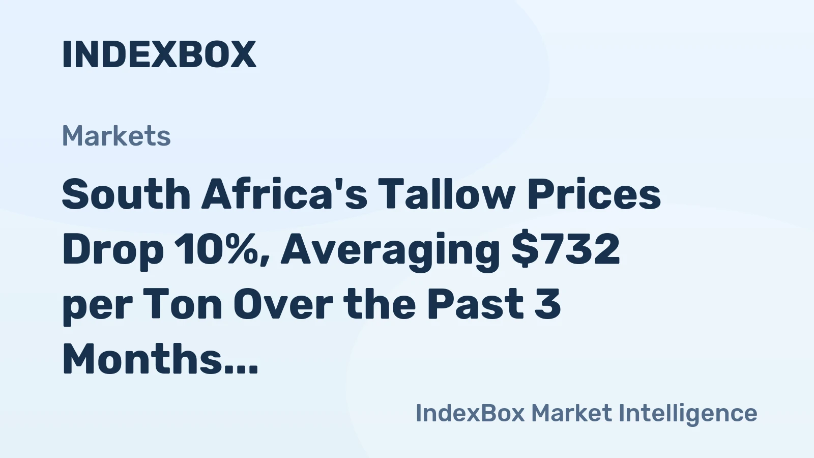 South Africa's Tallow Prices Drop 10%, Averaging $732 per Ton Over the Past 3 Months