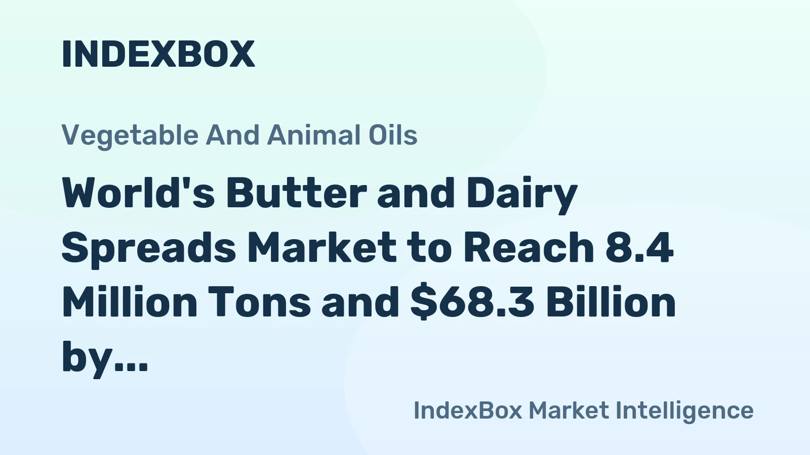 World's Butter and Dairy Spreads Market to Reach 8.4 Million Tons and $68.3 Billion by 2035