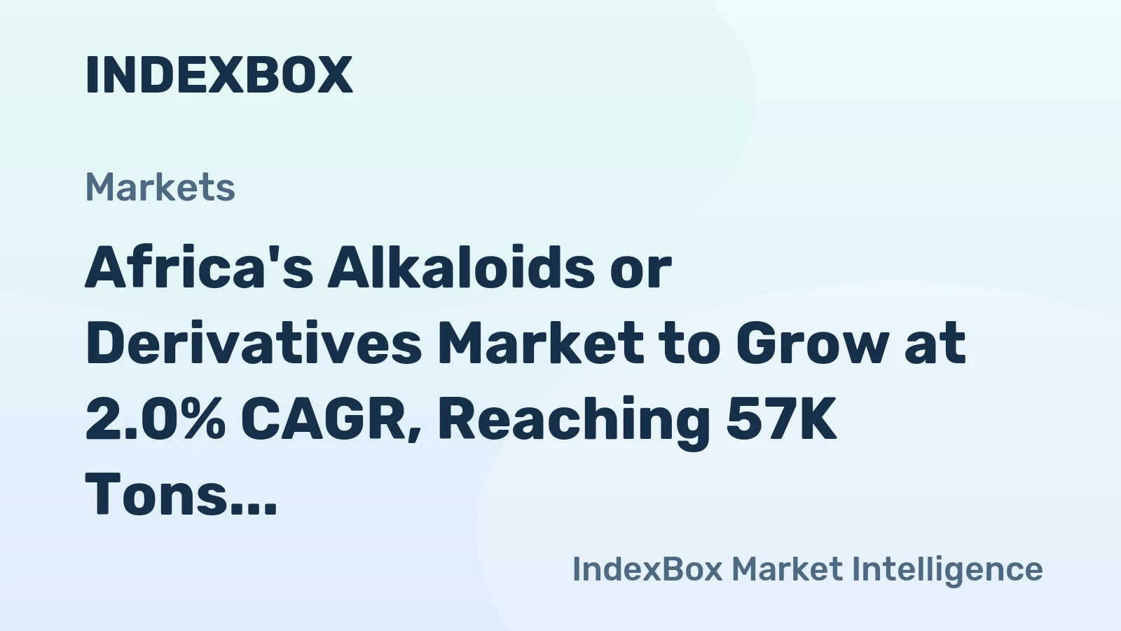 Africa's Alkaloids or Derivatives Market to Grow at 2.0% CAGR, Reaching 57K Tons by 2035