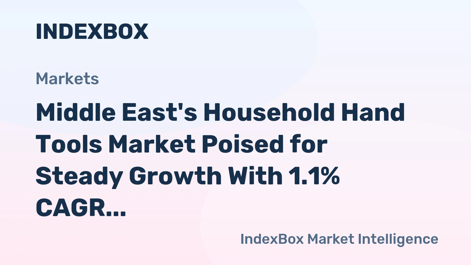 Middle East's Household Hand Tools Market Poised for Steady Growth With 1.1% CAGR in Value Through 2035