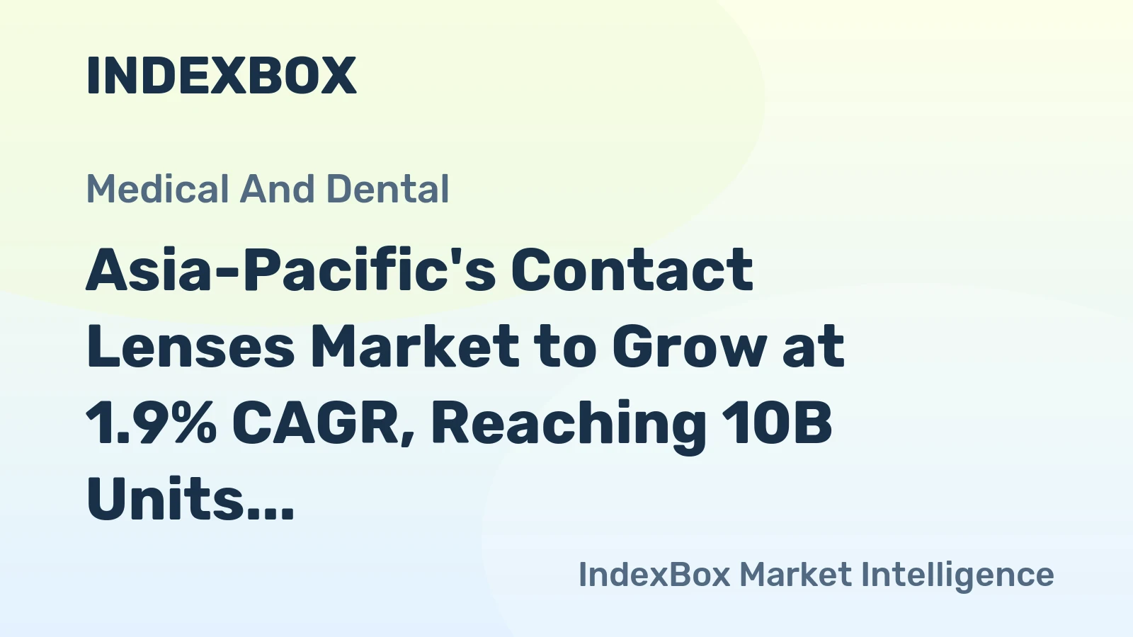 Asia-Pacific's Contact Lenses Market to Grow at 1.9% CAGR, Reaching 10B Units by 2035