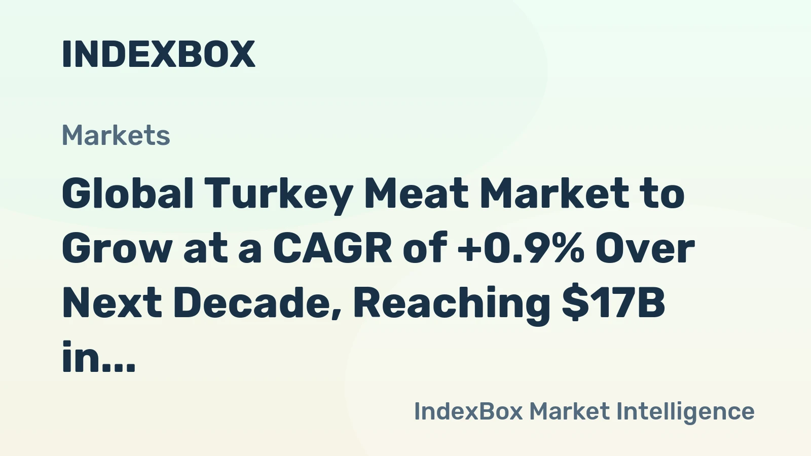 Global Turkey Meat Market to Grow at a CAGR of +0.9% Over Next Decade, Reaching $17B in Value by 2035