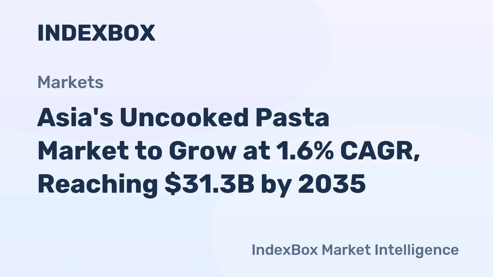Asia's Uncooked Pasta Market to Grow at 1.6% CAGR, Reaching $31.3B by 2035