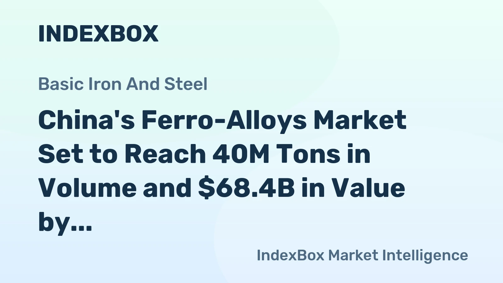 China's Ferro-Alloys Market Set to Reach 40M Tons in Volume and $68.4B in Value by 2035