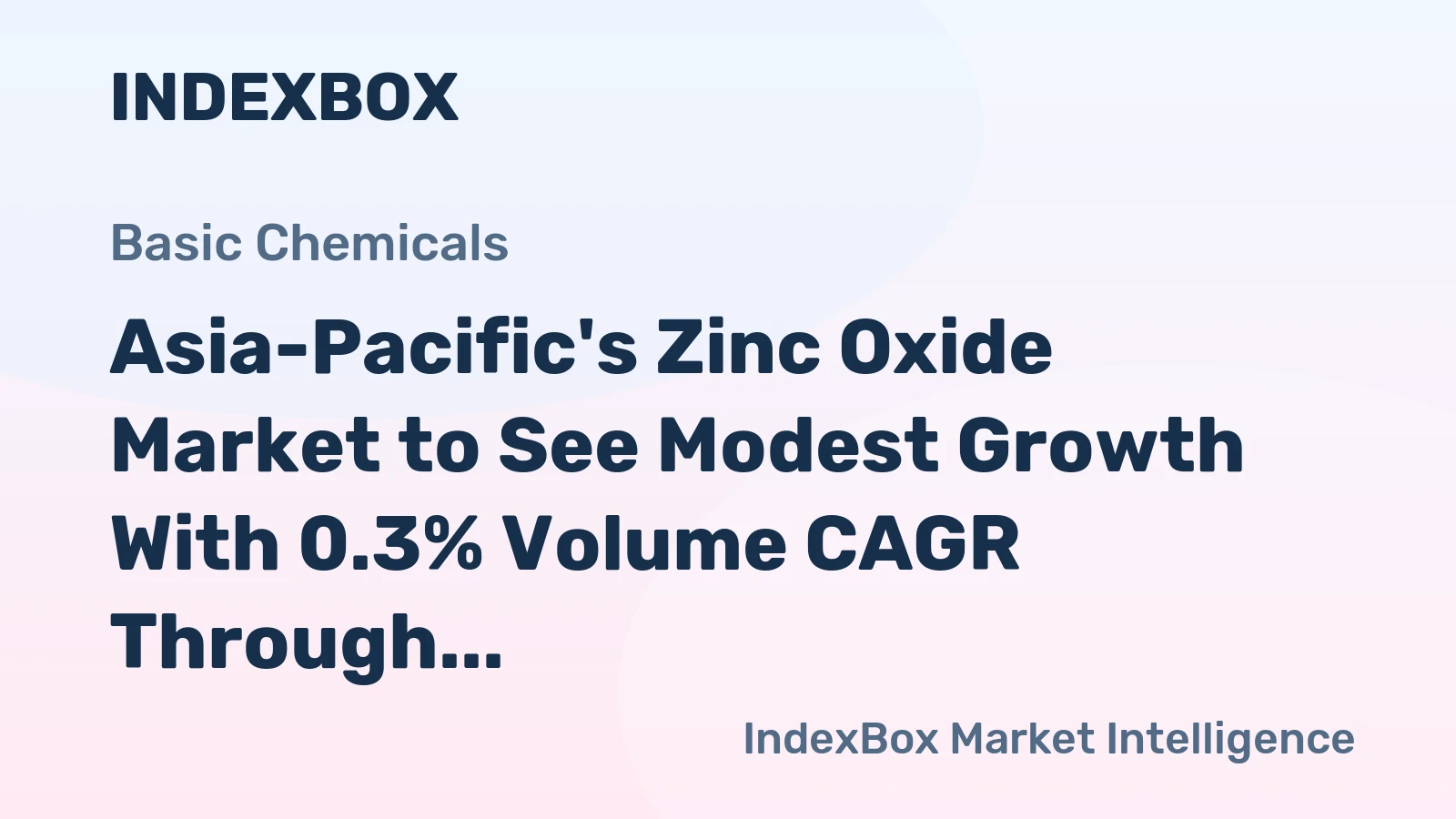 Asia-Pacific's Zinc Oxide Market to See Modest Growth With 0.3% Volume CAGR Through 2035