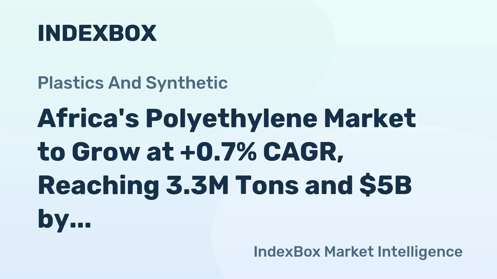 Africa's Polyethylene Market to Grow at +0.7% CAGR, Reaching 3.3M Tons and $5B by 2035