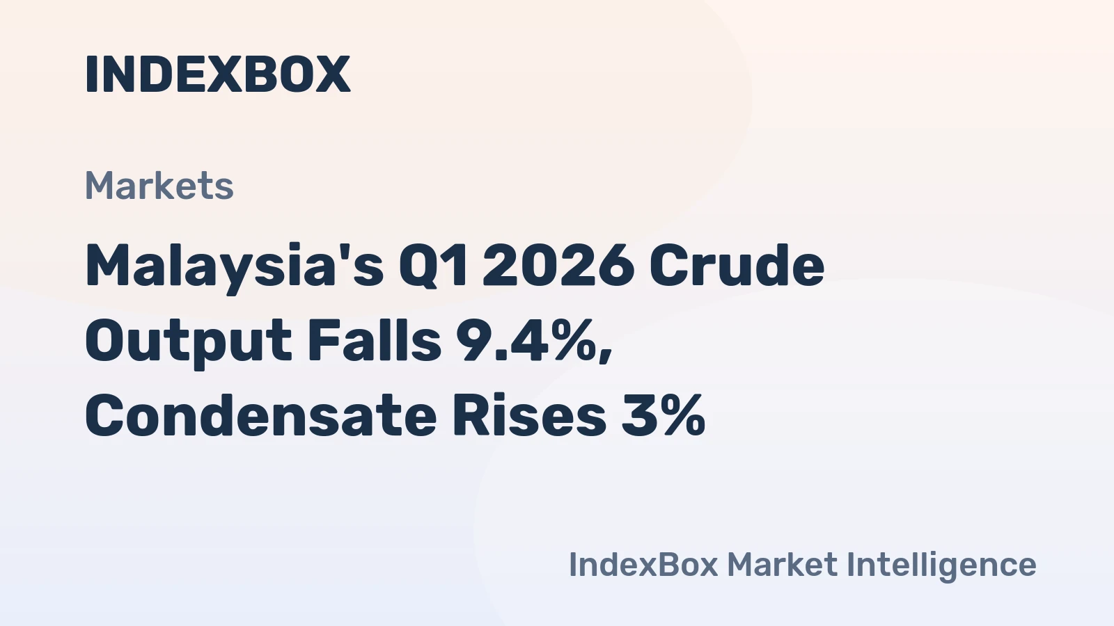 Malaysia's Q1 2026 Crude Output Falls 9.4%, Condensate Rises 3%