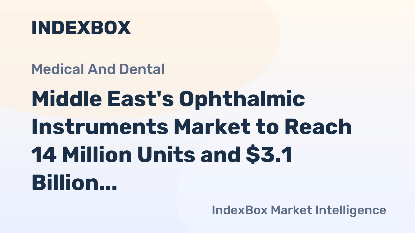 Middle East's Ophthalmic Instruments Market to Reach 14 Million Units and $3.1 Billion